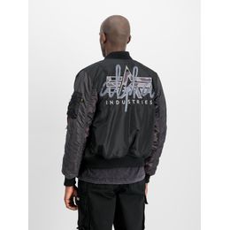 Herren Bomberjacke "MA-1 Camo BE", schwarz, Gr. XXL, Alpha Industries, Web, Obermaterial: 100% Nylon, Jacken