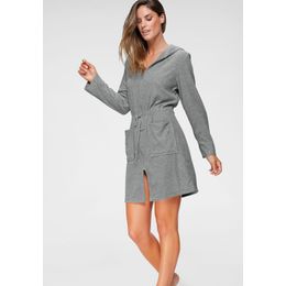 Damenbademantel OTTO HOME, L:90cm, grau, Leichtfrottee, Hausm&auml;ntel, "Nela, ideal f&uuml;r Sauna & Spa, Hotelbademantel, Morgenmantel", einfarbig, kurz,