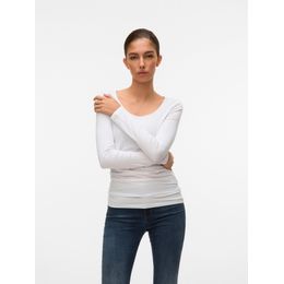 V&eacute;ro Moda VERO MODA Damen Langarmshirt "VMMAXI", wei&szlig;, Basic, Gr. XXL, unifarben, Jersey, Obermaterial: 93% Baumwolle, 7% Elasthan, Shirts