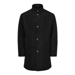 Only & Sons ONLY & SONS Herren Kurzmantel "ONSCHARLES WOOL COAT OTW"schwarz, Gr. S, unifarben, Web, Obermaterial: 50% Wolle, 40% Polyester, 5% Polyacryl, 5%