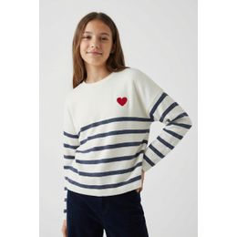 name it M&auml;dchen Strickpullover "NKFLINE LS KNIT PS NOOS", rot, Gr. 134, gestreift, Strick, Obermaterial: 80% Viskose, 16% Polyester, 4% Elasthan,