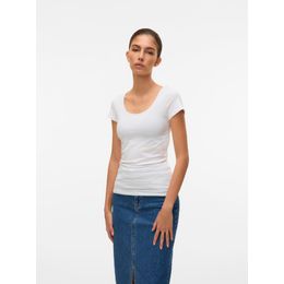 V&eacute;ro Moda VERO MODA Damen Rundhalsshirt "VMMAXI MY SOFT SS U-NECK", wei&szlig;, Basic, Gr. XS, unifarben, Jersey, Obermaterial: 93% Baumwolle, 7% Elasthan, Shirts