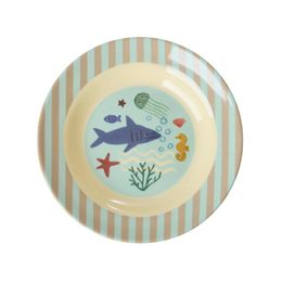 Rice Melamin Tiefer Teller Kindersch&uuml;ssel Ocean Print Blau - 250 ml &Oslash; 20 cm, H&ouml;he 3 cm skandinavische Deko Online Shop
