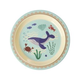 Rice Melamin Kinderteller Ocean Print Blau, &Oslash; 22 cm, H&ouml;he 2 cm skandinavische Deko Online Shop