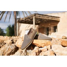 Rieker Herren Espadrille, Gr. 40, grau, Nubuklederimitat, Textil, Schuhe, Slipper, Strandschuh, Sommerschuh mit Stretcheins&auml;tzen
