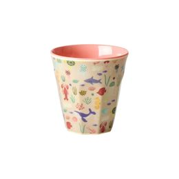 Rice Kleiner Kinderbecher Ocean Print Koralle - 160 ml &Oslash; 7 cm, H&ouml;he 7 cm skandinavische Deko Online Shop