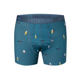 Greenbomb Boxershorts 'Boards and Boats' Herren Gr&ouml;&szlig;e M navy / gelb