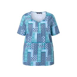 Ulla Popken Shirt Damen Gr&ouml;&szlig;e L/XL aqua / royalblau / himmelblau