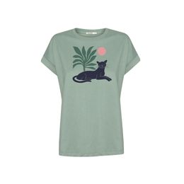 Greenbomb T-Shirt 'Panther Leaves' Damen Gr&ouml;&szlig;e XL navy / gr&uuml;n / hellgr&uuml;n / koralle