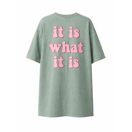 Worldclassca Oversizeshirt 'Oversized T-Shirt "It is What it is"' Damen Gr&ouml;&szlig;e S/L pastellgr&uuml;n