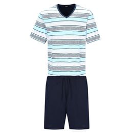 Hajo Pyjama Herren Gr&ouml;&szlig;e M aqua / dunkelblau / graumeliert / wei&szlig;