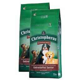 CHRISTOPHERUS Hundefutter verschiedene Sorten 2x12kg Ente & Kartoffel Senior getreidefrei