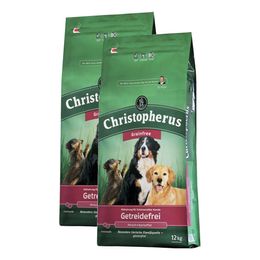 CHRISTOPHERUS Hundefutter verschiedene Sorten 2x12kg Hirsch & Kartoffel getreidefrei