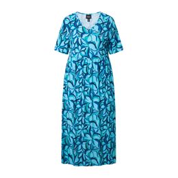 Ulla Popken Kleid Damen Gr&ouml;&szlig;e 66/68 marine / hellblau Winterkleid