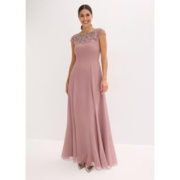 bonprix Abendkleid mit Spitzen-Applikation, rosa, Gr.36, Elegantes Abendkleid aus strukturiertem Crepe mit Spitzen-Applikation im Oberteil