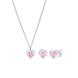 Elli Schmuckset Herz M&auml;dchen Gr&ouml;&szlig;e One Size rosa / silber