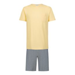 Mey Pyjama 'Lemon Weave' Herren Gr&ouml;&szlig;e XXL gelb / grau / offwhite