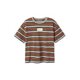 name it T-Shirt 'NKMLESLIE' Jungen Gr&ouml;&szlig;e 122/128 navy / graumeliert / orange