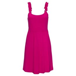 Lascana Strandkleid pink Gr. 38 f&uuml;r Damen. Mit Rundhals. Figurumspielend. Nachhaltig.