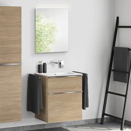 Duravit ME by Starck Waschtisch, evineo ineo4 Unterschrank B: 63 cm, mit Griff, mit Spiegel,, 233663AC60+BE0265OA+BEA009MI,
