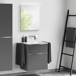 Duravit ME by Starck Waschtisch, evineo ineo4 Unterschrank B: 63 cm, mit Griff, mit Spiegel,, 233663AA60+BE0265AN+BEA009MI,