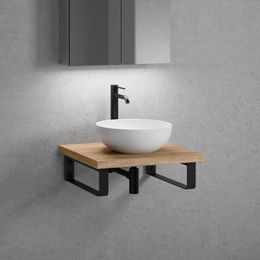 neoro n50 Massivholz-Konsolenplatte B: 60 cm eiche mit Waschtisch &Oslash; 40 cm wei&szlig; matt,, BN0064WM+BN0401W1+2#BN000005,