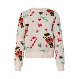 Pieces Pullover 'PCJOLLY XMAS' Damen Gr&ouml;&szlig;e L grasgr&uuml;n / puder / rot / schwarz