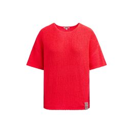 SOCCX Kurzarm-Pullover aus B&auml;ndchengarn Damen Gr&ouml;&szlig;e XL/XXL neonrot