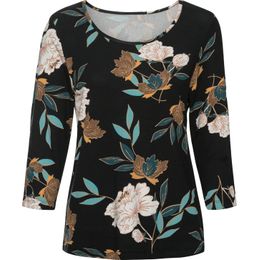 CR&Eacute;ATION L Damen Print-Shirt mit floralem Muster petrol-ocker-bedruckt Gr&ouml;&szlig;e 38
