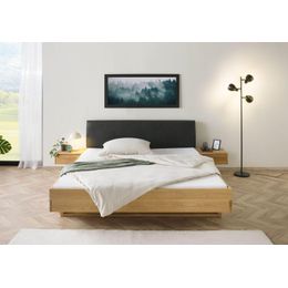 Bett mit Nachttischen Fichte 160x200x85 natur gebeizt / ge&ouml;lt, Kopfteil anthrazit FICHTELBERG #46