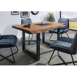Baumtisch Sheesham 160x90x77 natur gebeizt / U-Beine anthrazit gl&auml;nzend FREEFORM 5