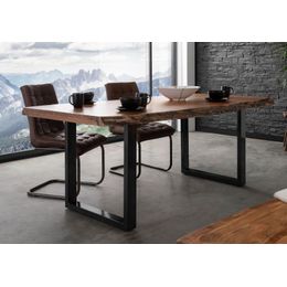 Baumtisch Akazie 180x90x77 natur lackiert / U-Beine anthrazit gl&auml;nzend FREEFORM 5