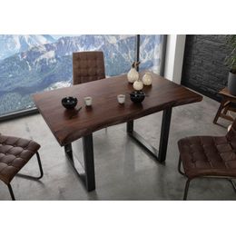 Baumtisch Akazie 140x90x77 braun lackiert / U-Beine anthrazit gl&auml;nzend FREEFORM 5