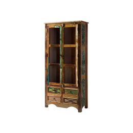 Vitrine Altholz 90x40x190 mehrfarbig lackiert NATURE OF SPIRIT #138