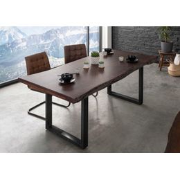 Baumtisch Akazie 200x100x77 braun lackiert / U-Beine anthrazit gl&auml;nzend FREEFORM 5