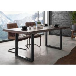 Baumtisch Akazie 220x100x77 braun lackiert / U-Beine anthrazit gl&auml;nzend FREEFORM 5