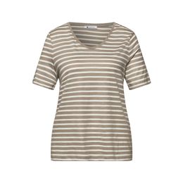 Street One T-Shirt Damen Gr&ouml;&szlig;e XXL dunkelbeige / wei&szlig;