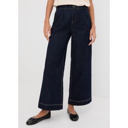 bonprix Wide-Leg-Jeans High Waist Bequembund, blau, Gr.40, Stylische Marlenejeans mit Bundfalten und Bequembundfunktion, 82% Baumwolle