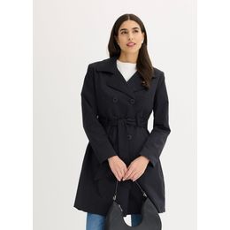 bonprix Trenchcoat aus Baumwolle, schwarz, Gr.50, Charmanter Trenchcoat mit doppelreihiger Knopfleiste und Bindeg&uuml;rtel., 97% Baumwolle