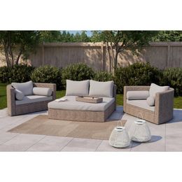 Ambia Garden Loungegarnitur, Braun, Grau, Metall, Kunststoff, Textil, F&uuml;llung: Polyester, rostfrei, Loungem&ouml;bel, Gartenlounge-Sets