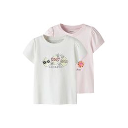 name it T-Shirt 'NMFVIBEKE' M&auml;dchen Gr&ouml;&szlig;e 110 pastellgelb / rosa / schwarz / wei&szlig;