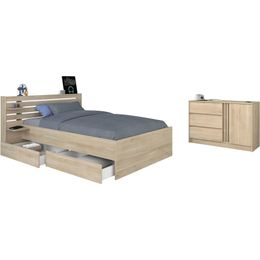 Schlafzimmer-Set Parisot "Escale 17", natur, ohne Matratze, B/H: 120cm x 200cm, Schlafzimmerm&ouml;bel-Sets