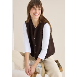 Fellweste Cecil "Curly fake Wool", Damen, Gr. L (42), macchiato braun, Fleece, Obermaterial: 100% Polyester, unifarben, normal h&uuml;ftbedeckend, Rundhals, Westen, in Woll-Optik