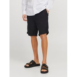 Jack & Jones Shorts JACK & JONES "JPSTJAIDEN CAMPAIGN HYBRIDBONDISHORT MID", Herren, Gr. XS, N-Gr, schwarz, Web, Obermaterial: 80% Baumwolle, 20% Leinen, unifarben, relaxed fit knielang, Hosen Shorts