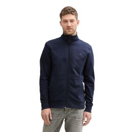 Sweatjacke Tom Tailor, Herren, Gr. XL, blau (sky captain blau), Sweatware, Obermaterial: 70% Baumwolle, 30% Polyester, unifarben, regular fit taillenbedeckt, Rippb&uuml;ndchen, Sweatjacken Sweatjacke, mit Logo Stickerei