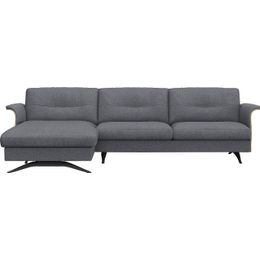 Ecksofa FLEXLUX "Glow, super bequem durch hochwertigem Sitzaufbau mit Federkern, L-Form", blau (navy blau), B:273cm H:81cm T:158cm, 62% Polyester/17%Baumwolle/14%Viscose/7%Leinen, Sofas, Ecksofa, Modernes skandinavisches Design