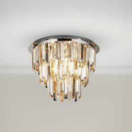 Searchlight Deckenleuchte "Deckenleuchte Clarissa, 5-flammig", chrom, grau, klar, rauchfarben und bernsteinfarben, 5, &Oslash; 45cm H: 34cm, 1 Stk., Leuchten, Glamour&ouml;s, Deckenleuchte