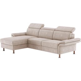 Ecksofa Home Affaire "Calypso L-Form", beige (nature), B:260cm H:85cm T:172cm, 100% Polyester, Sofas, Ecksofa, mit motorischen Funktionen im Sofa und Recamiere
