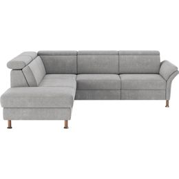 Ecksofa Home Affaire "Calypso L-Form", grau (hellgrau), B:259cm H:85cm T:227cm, 100% Polyester, Sofas, Ecksofa, mit Relaxfunktion motorisch im Sofa 2,5- Sitzer