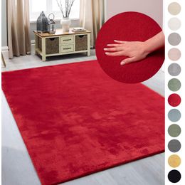 Teppich OTTO HOME "Arabell, Kunstfellteppich, Felloptik, waschbar", rot, B:140cm H:16mm L:200cm, Polyester, Teppiche, Teppich, flauschig, kuschelig, Anti-Rutsch-Unterseite, Wohnzimmer, Schlafzimmer